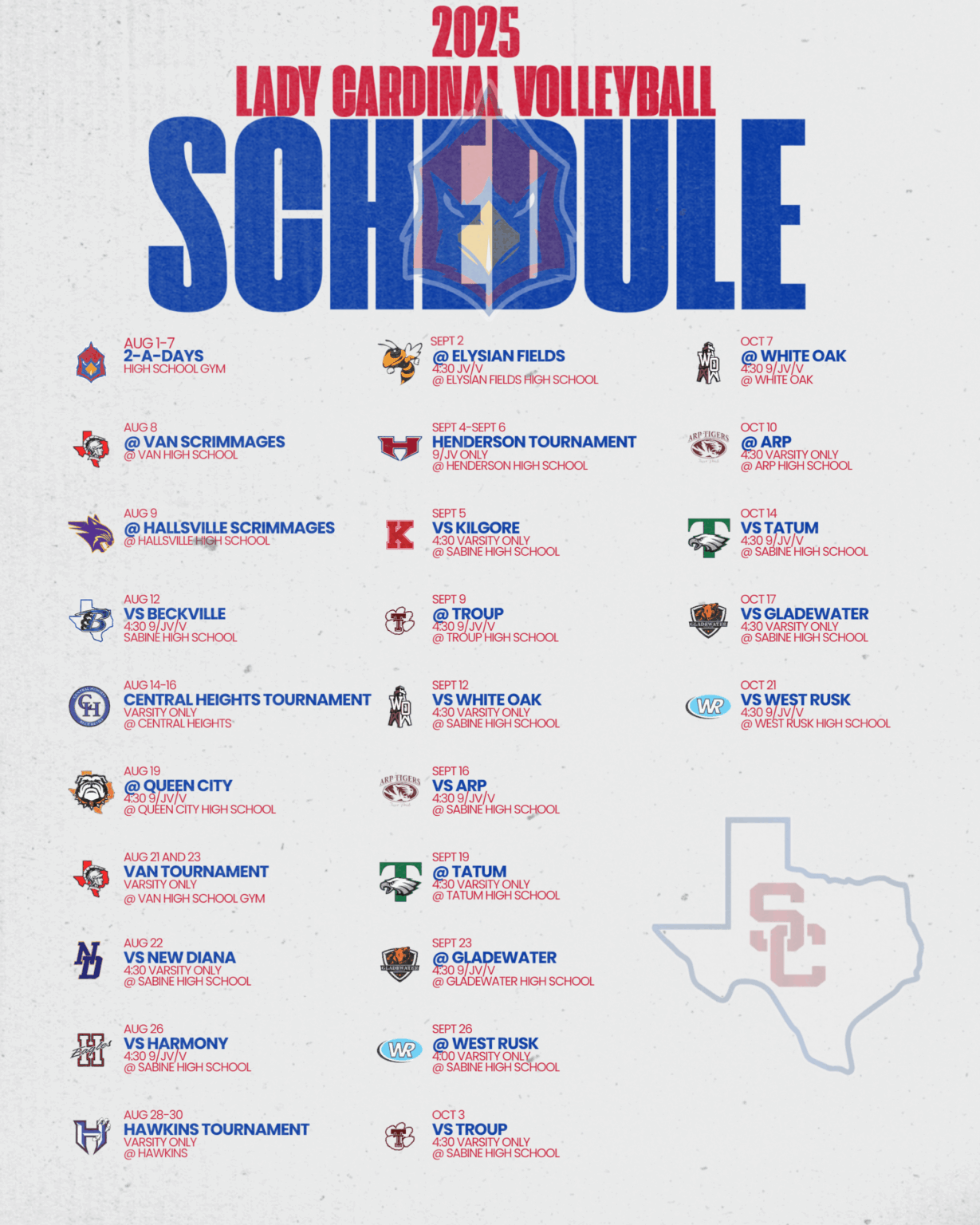2025 HIGH SCHOOL VOLLEYBALL SCHEDULES | Schedules for all 15 of the ...